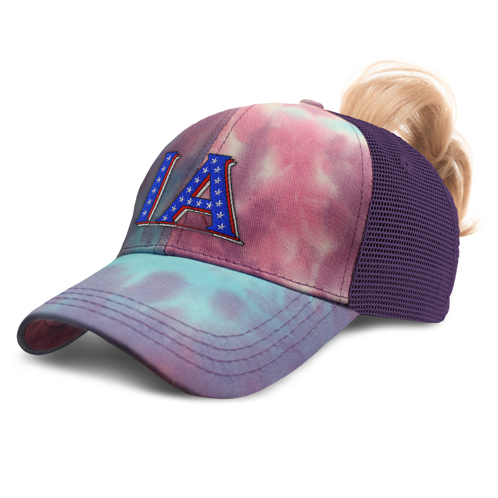 Womens Ponytail Cap Iowa Blue Flag Stars State America Distressed ...