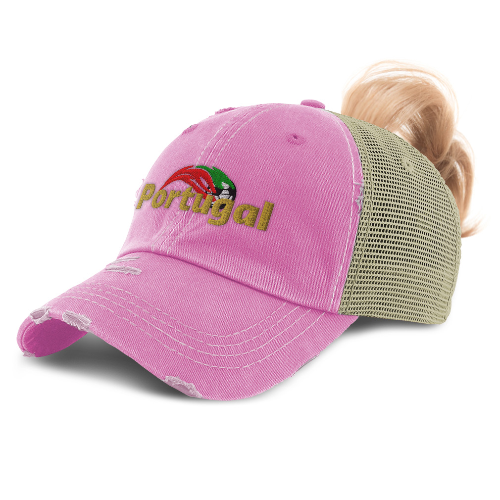 Womens Ponytail Baseball Cap Portugal Soccer World Cup Distressed ...