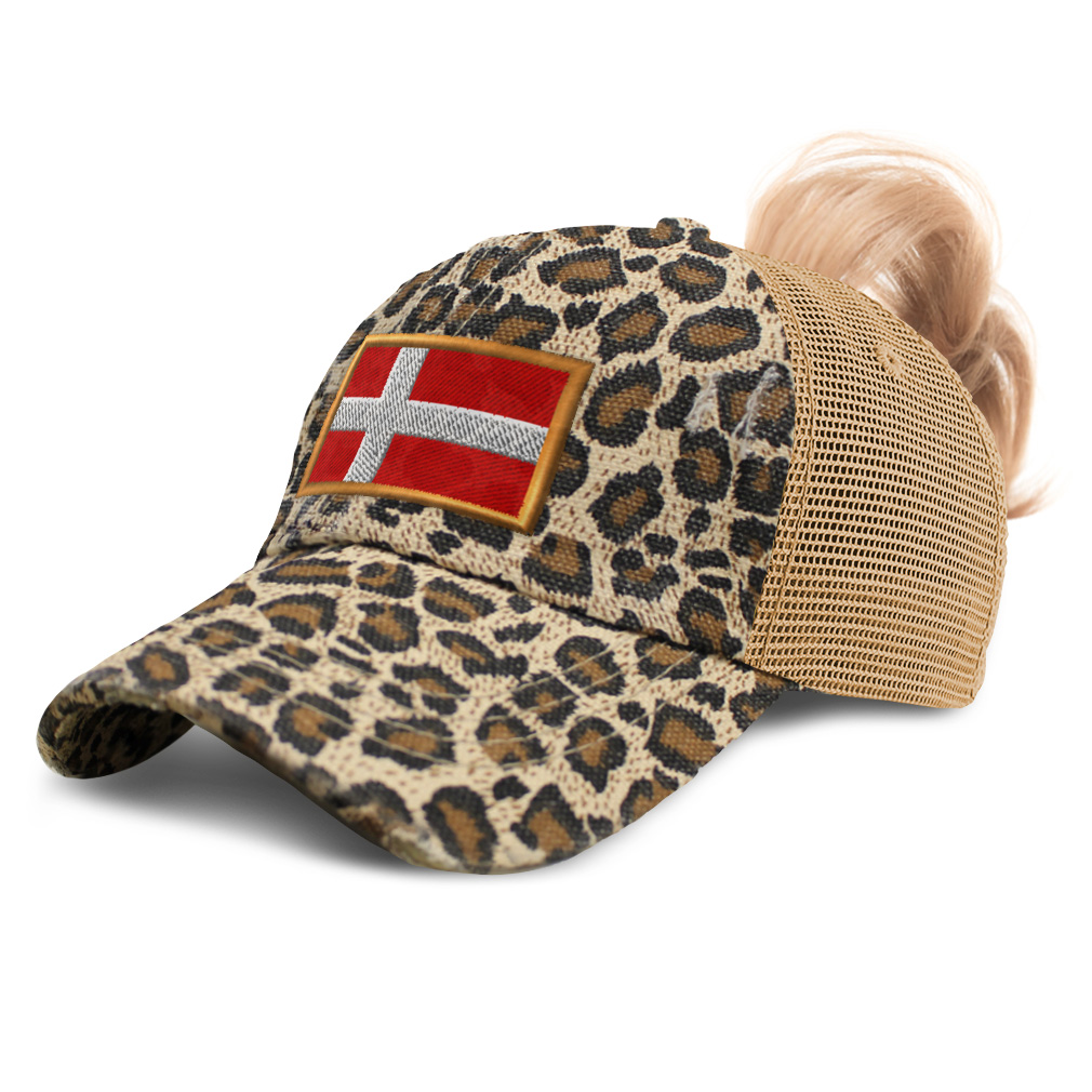 Womens Ponytail Baseball Cap Denmark Olympics Sports Distressed Trucker ...