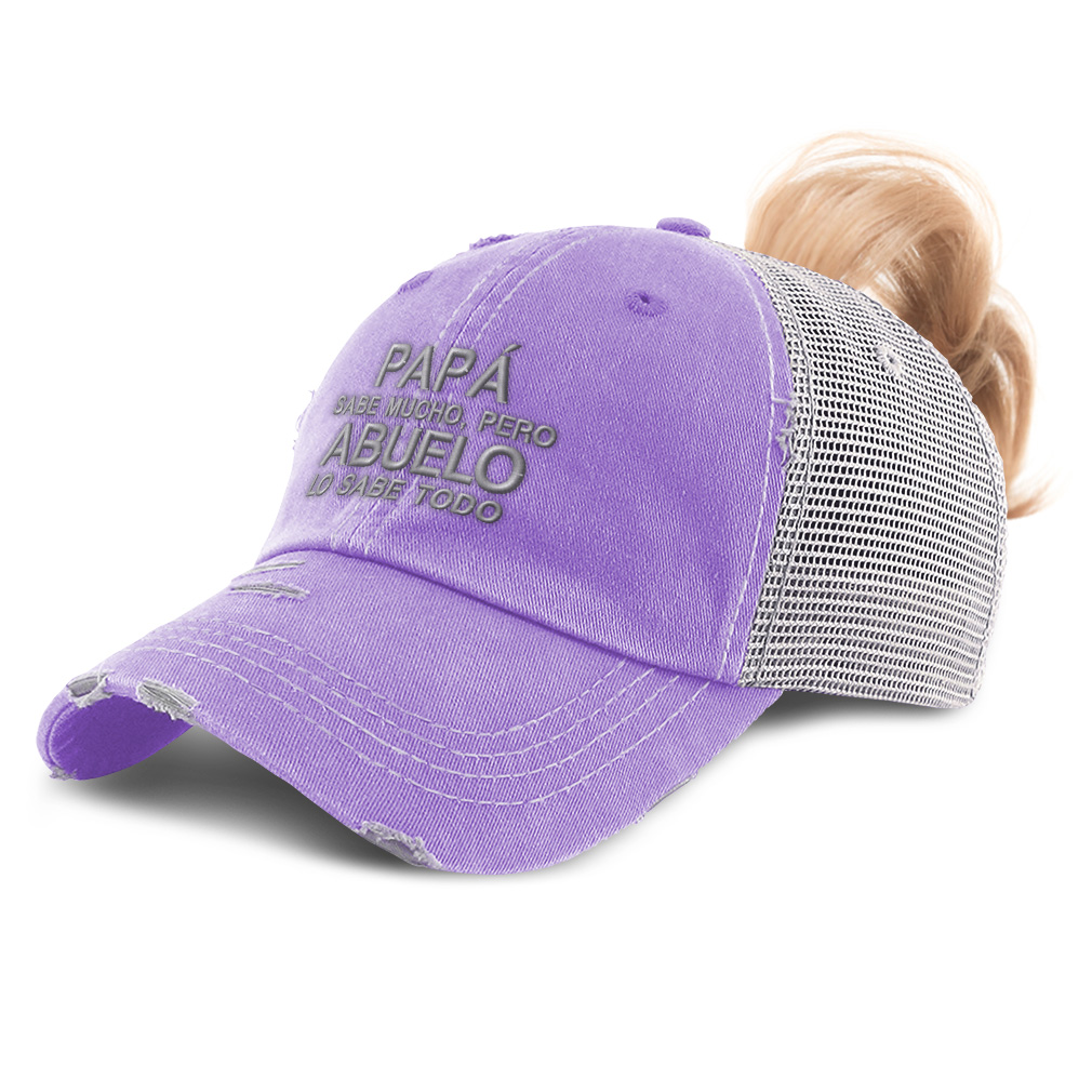 Embroidered Womens Ponytail Baseball Cap Pap Sabe Mucho Abuelo Spanish ...